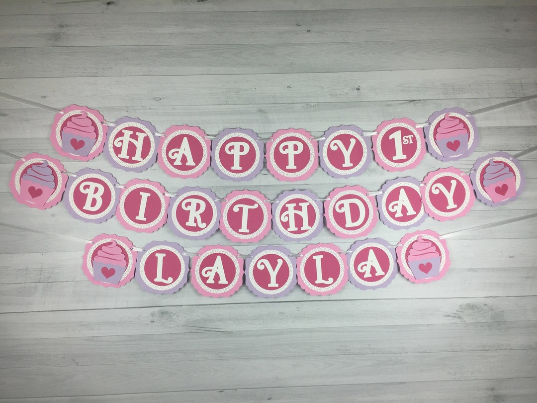Cupcake Birthday Banner - Cupcake Party - Cupcake Name Banner - Sweet ...