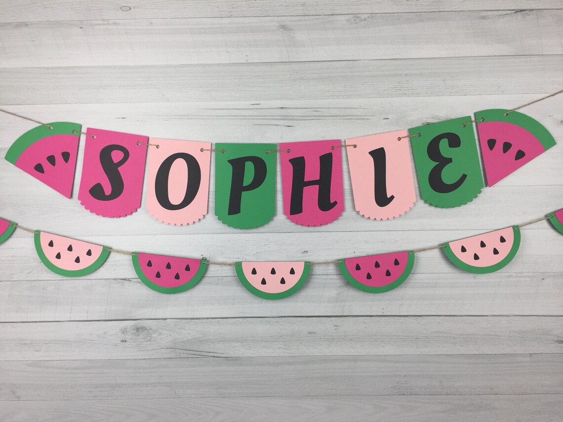 WATERMELON Name Banner - Personalized Banner - One in A Melon Birthday ...
