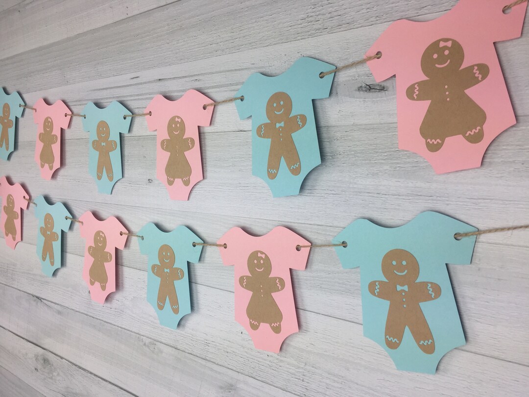GINGERBREAD Gender Reveal Garland - Christmas Baby Shower - Gingerbread ...