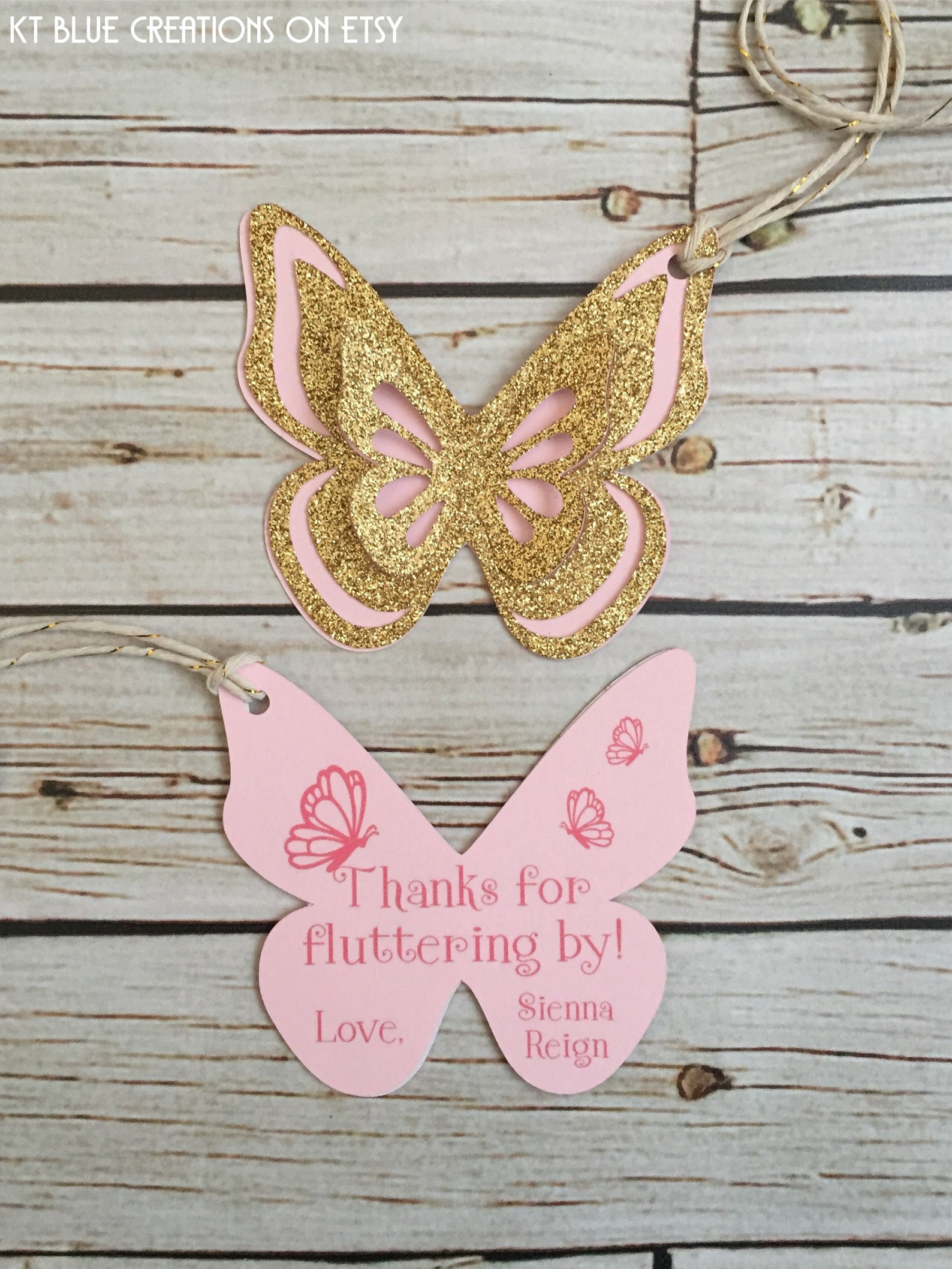 Butterfly Favor Tags Pink & Gold Glitter Butterfly Gift Tags | Etsy