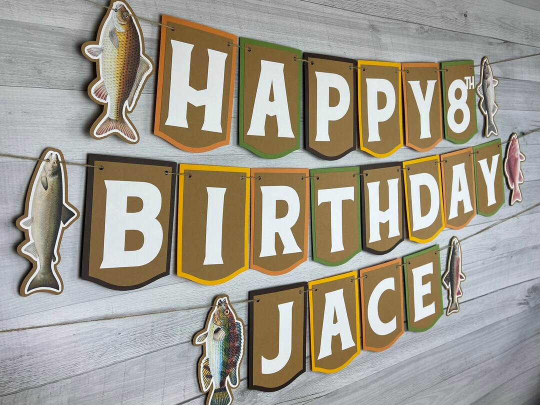 FISH Birthday Banner - Vintage Fish Banner - Realistic Fish - Fishing ...