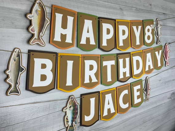 FISH Birthday Banner - Vintage Fish Banner - Realistic Fish - Fishing ...