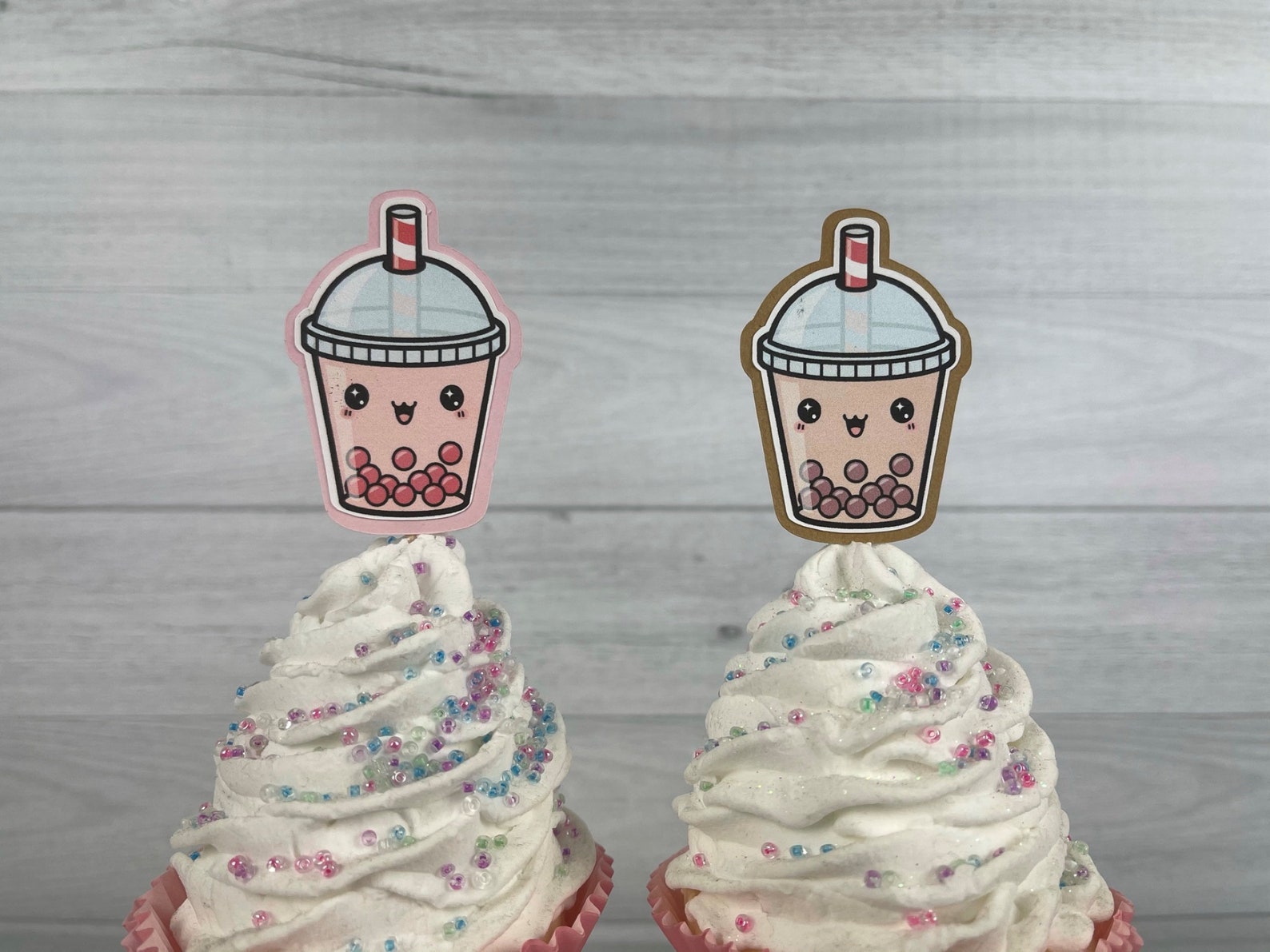 Bubble Tea Cupcake Toppers - Kawaii Bubble Tea Birthday - Boba Tea ...