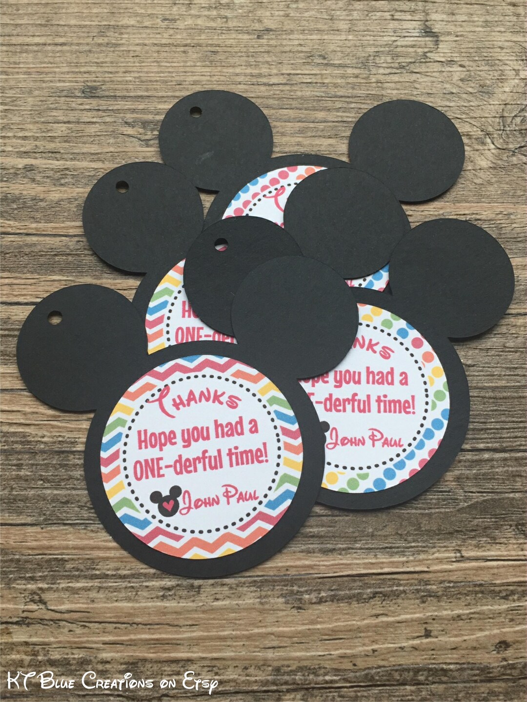 Mickey Mouse FIRST BIRTHDAY Favor Tags, Thank You Tags, Gift Tags ...