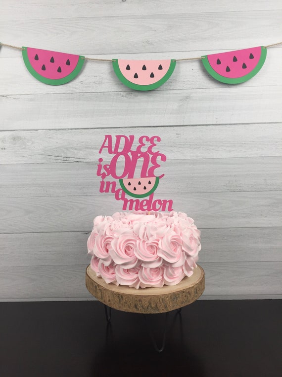 HOT PINK One In a Melon Cake Topper - Personalized Topper - Watermelon ...