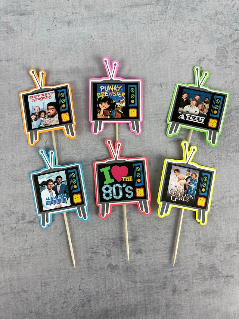 80's TV Shows Cupcake Toppers - 1980's Party - Retro 80's Party ...