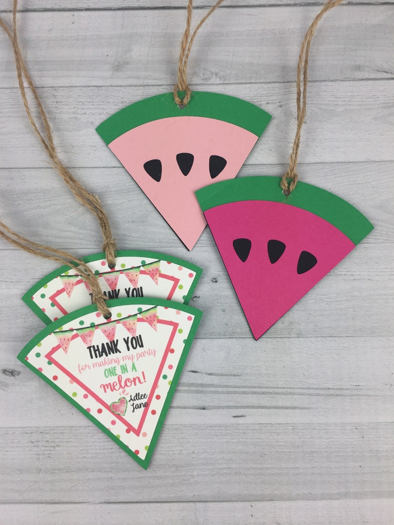 WATERMELON Favor Tags One in A Melon Birthday Watermelon - Etsy
