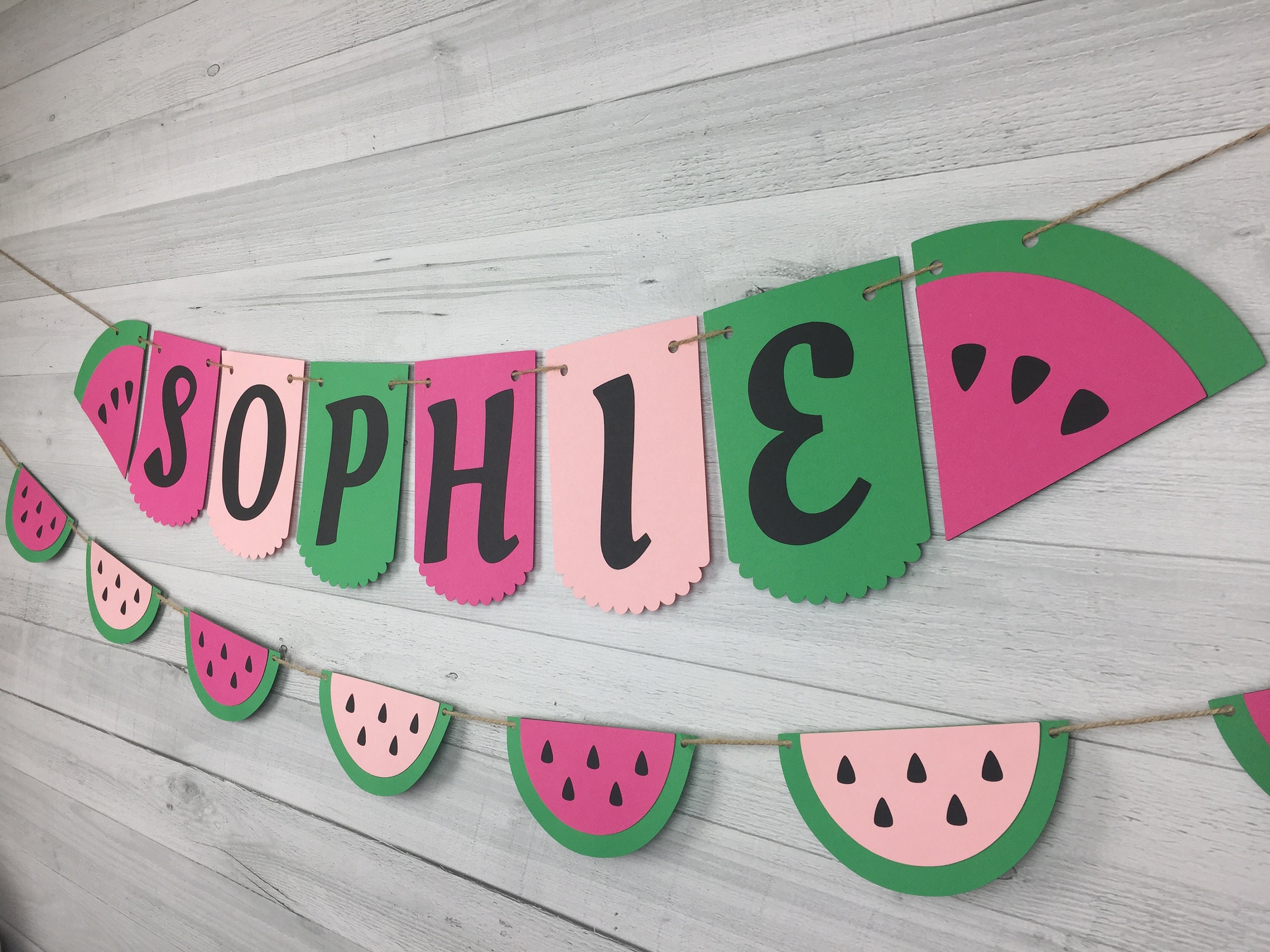 WATERMELON Name Banner - Personalized Banner - One in A Melon Birthday ...