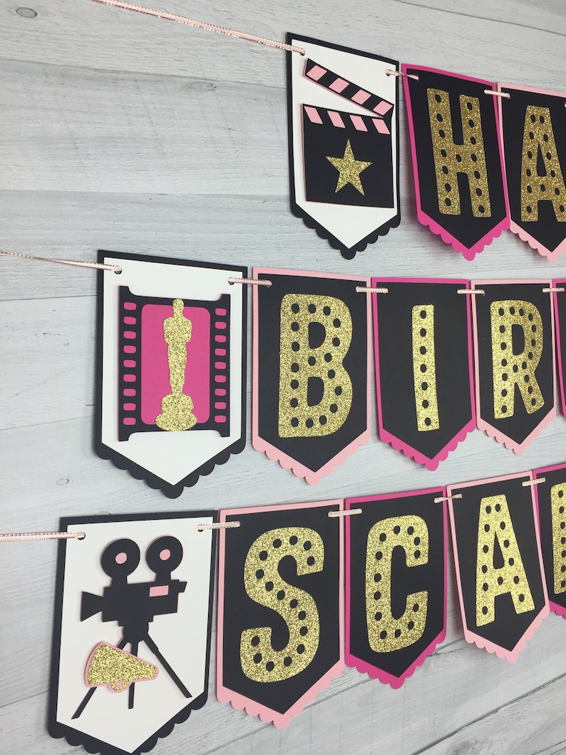Movie Star Birthday Banner - Movie Night Birthday - Hollywood Party ...