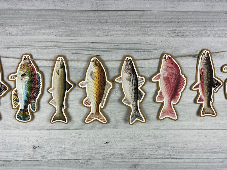 FISH Garland - Vintage Fish Garland - Realistic Fish Banner - Fishing ...