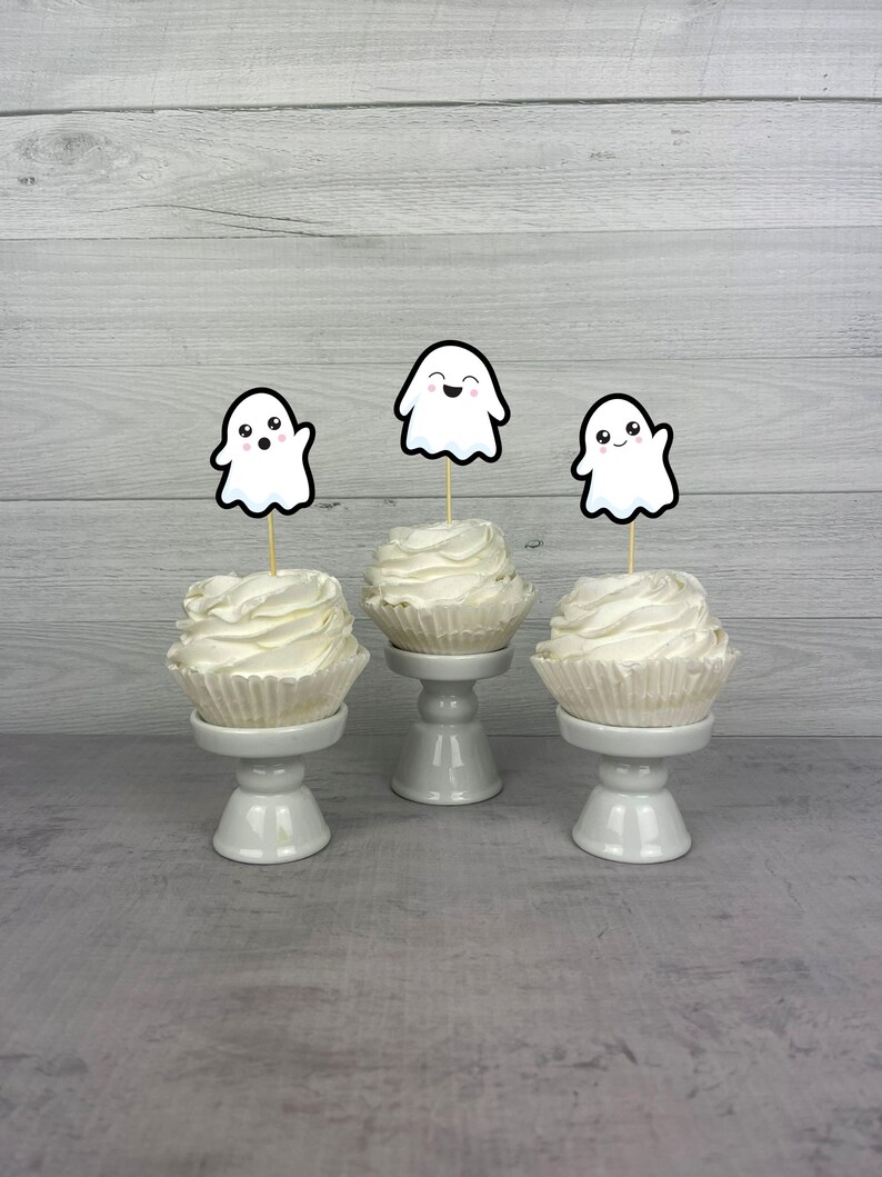 Ghost Cupcake Toppers - Spooky One - Cute Ghost Toppers - Two Spooky ...
