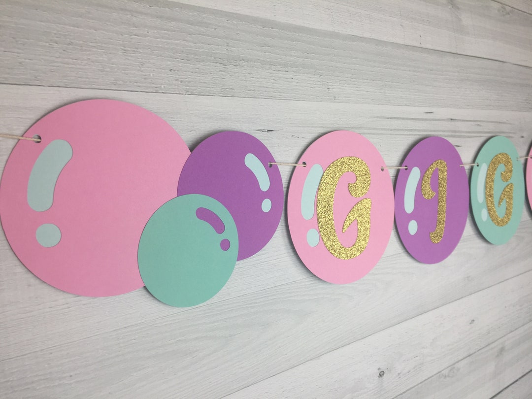 Bubbles NAME Banner - Bubble Birthday Banner- Cute Bubble Party ...