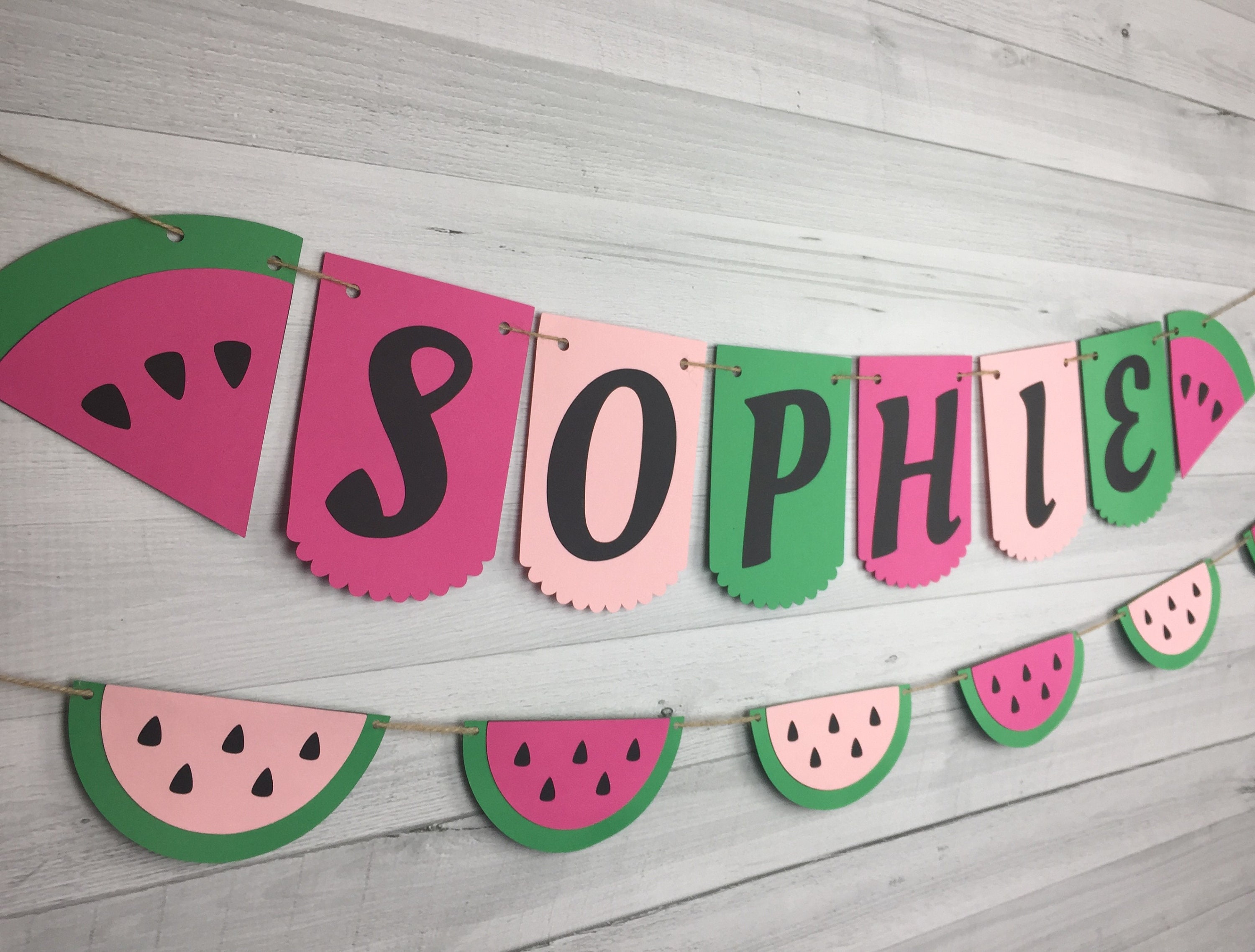 WATERMELON Name Banner - Personalized Banner - One in A Melon Birthday ...