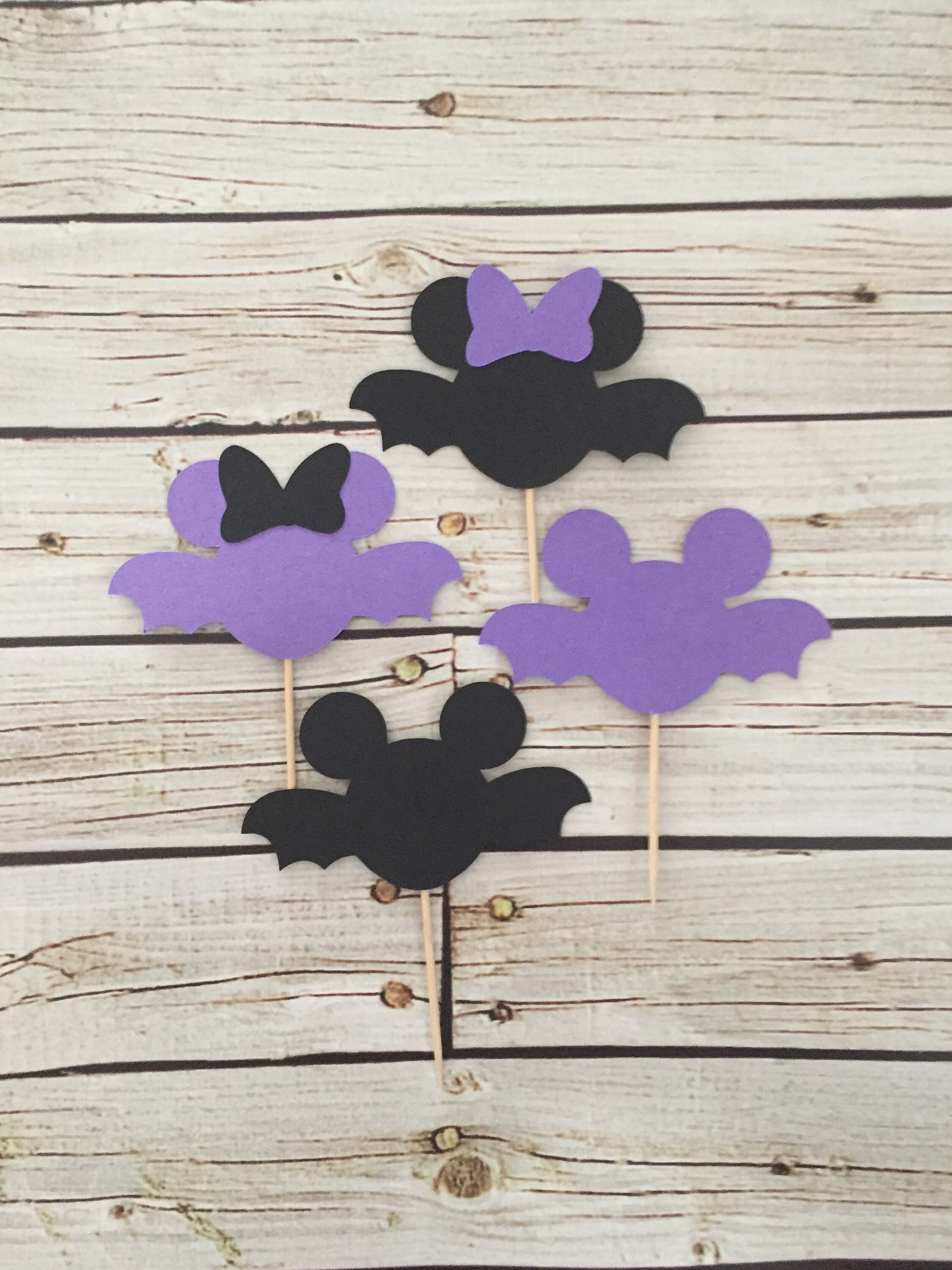 Mickey/Minnie Bat Cupcake Toppers Minnie Halloween Cupcake | Etsy