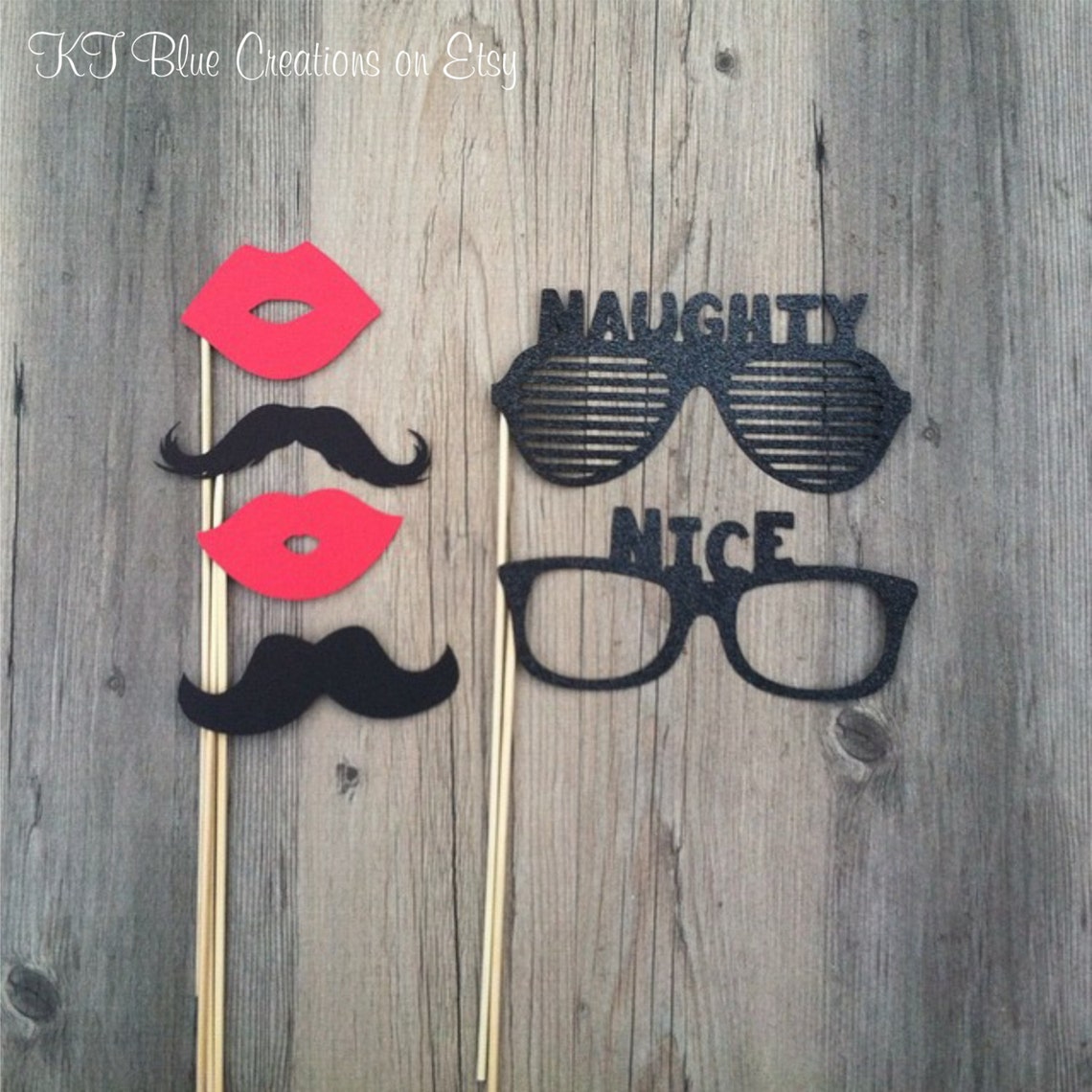Naughty & Nice GLITTER Photo Props Christmas Party Holiday - Etsy