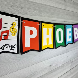 Rainbow Music Note NAME Banner - Kids Music Party - Rainbow Notes ...