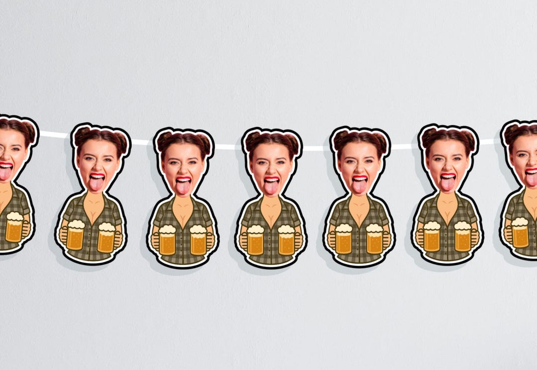 Lady With Beers Custom Face Garland - Cheers and Beers Birthday - Face ...