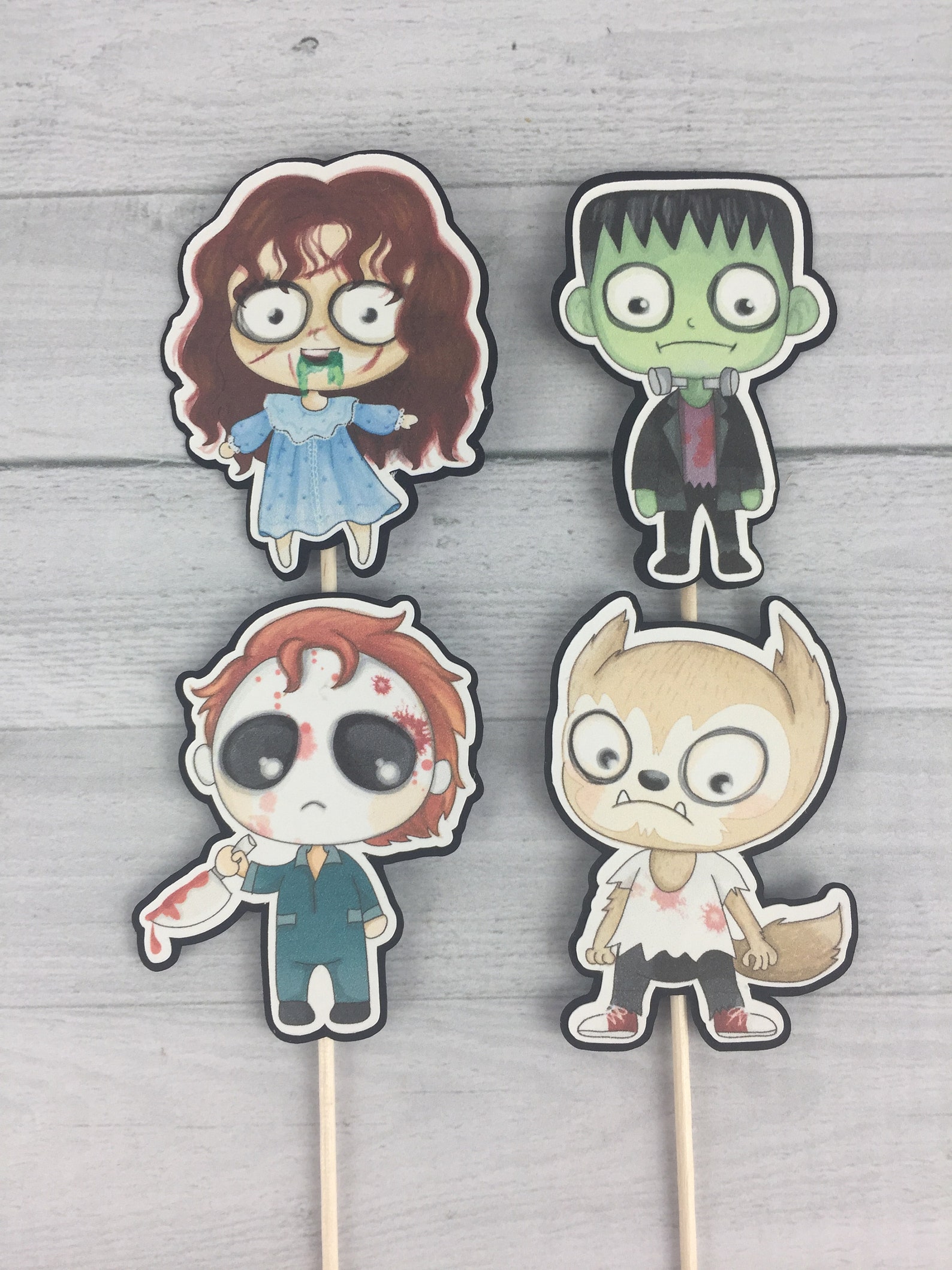Horror Movie Cupcake Toppers SET 1 Cute Horror Toppers | Etsy