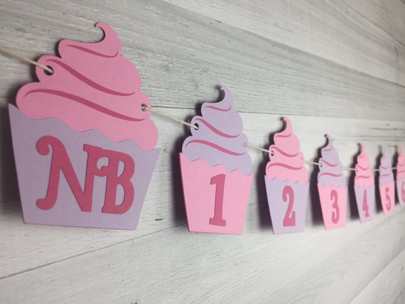 Cupcake First Year Banner - Cupcake Party - Cupcake Monthly Photo ...