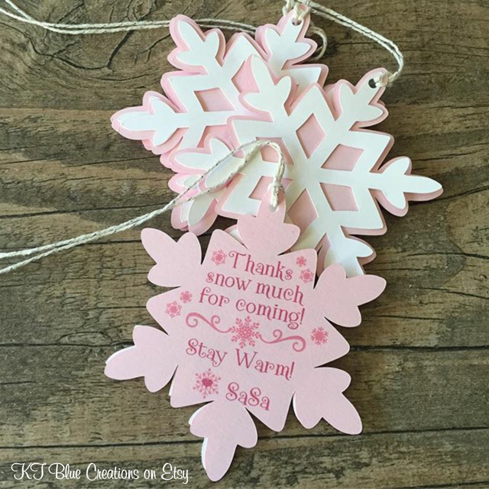 Snowflake Thank You Tags- Winter Wonderland Tags - Snowflake Favors ...