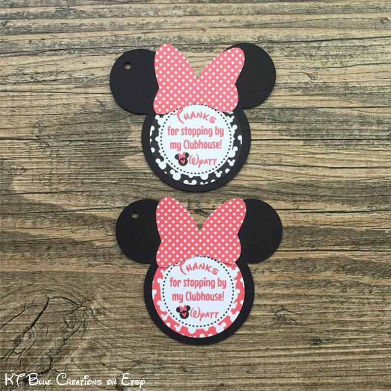Minnie Birthday Party Tags Minnie Favor Tags Red/black - Etsy