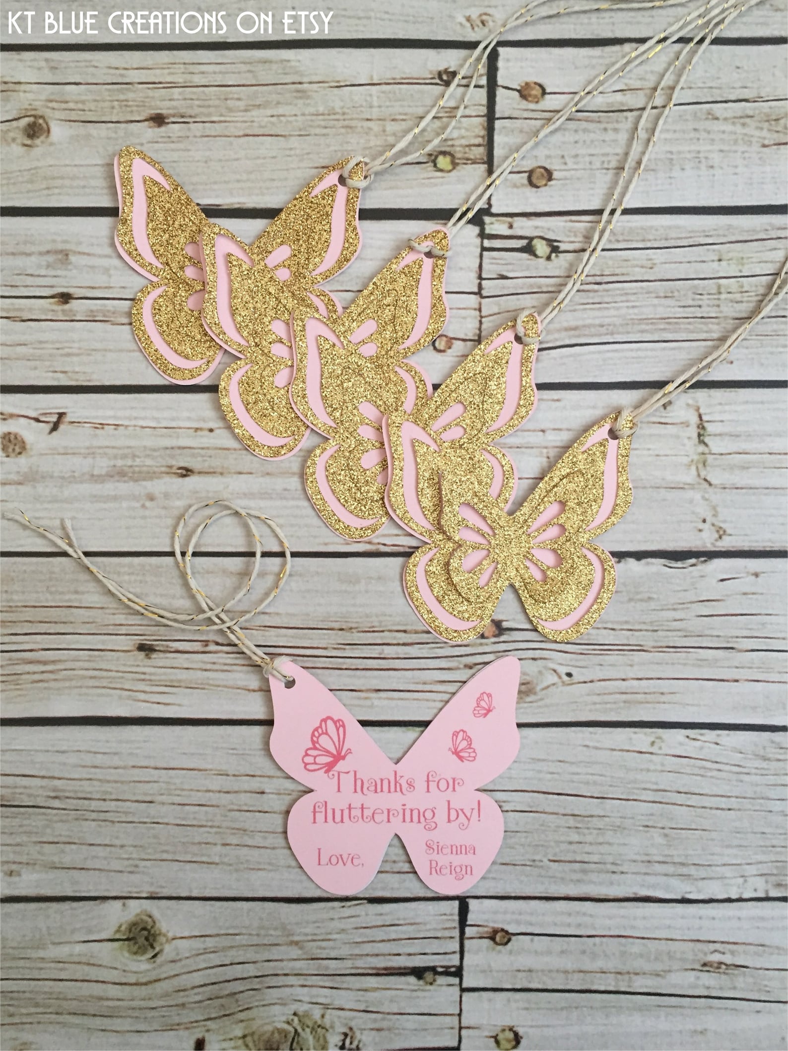 Butterfly Favor Tags Pink & Gold Glitter Butterfly Gift Tags | Etsy