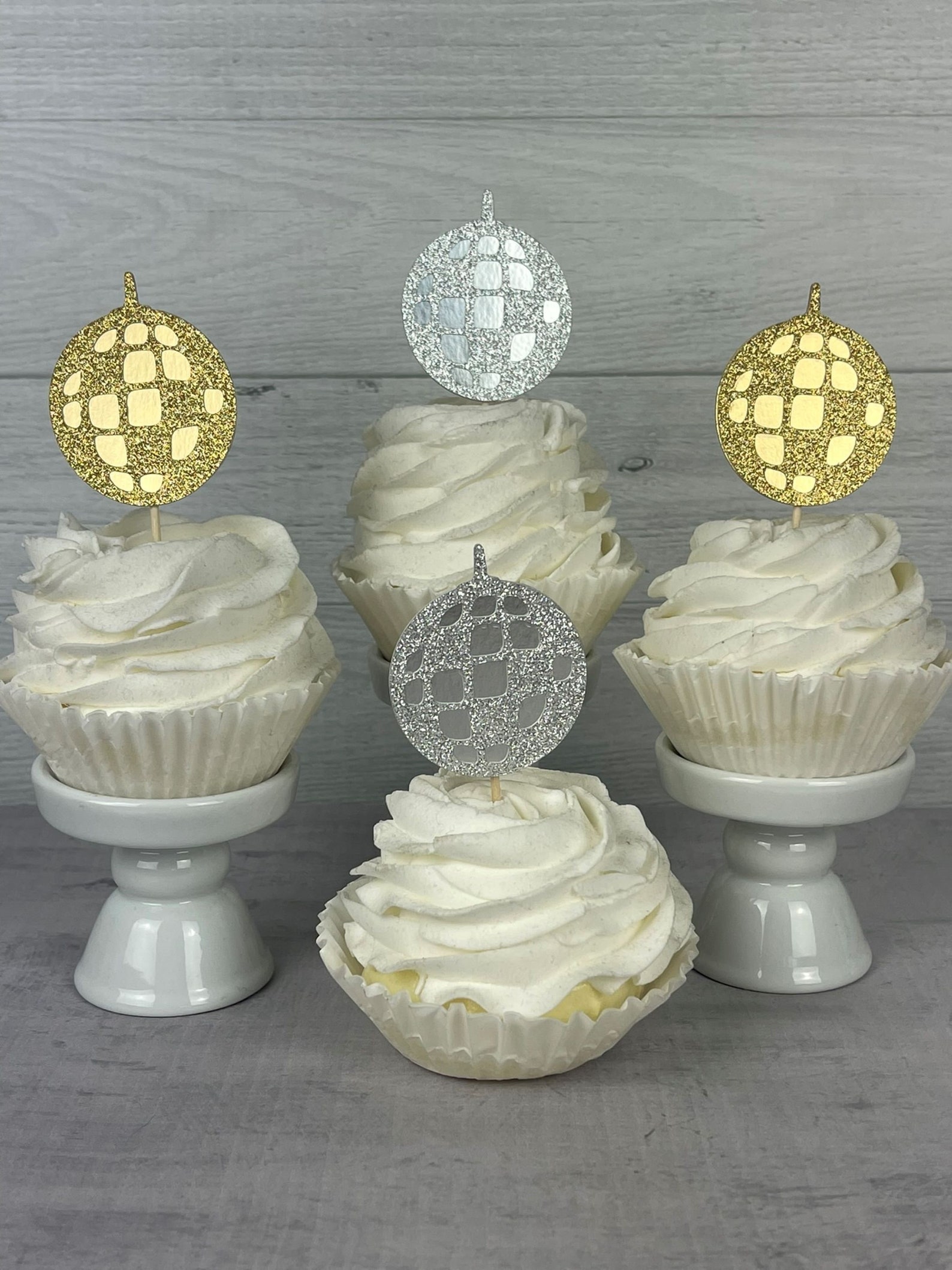 Disco Ball Cupcake Toppers - Food Picks - Donut Toppers - Disco ...