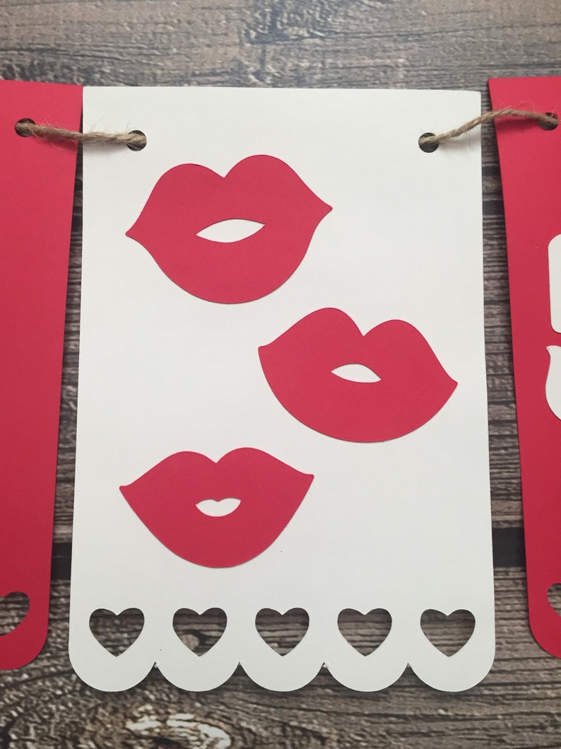 KISSES Banner - Valentine's Day Banner - Kissing Booth - Valentines Day ...