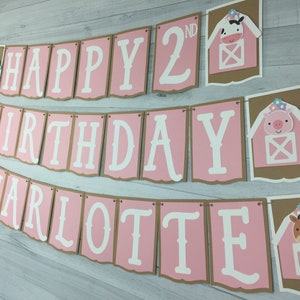 Barn Birthday Banner - Farm Birthday - Farm Animal Banner - Pink Barn ...