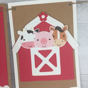 Barn NAME Banner - Farm Birthday - Farm Animal Banner - Red Barn Banner ...
