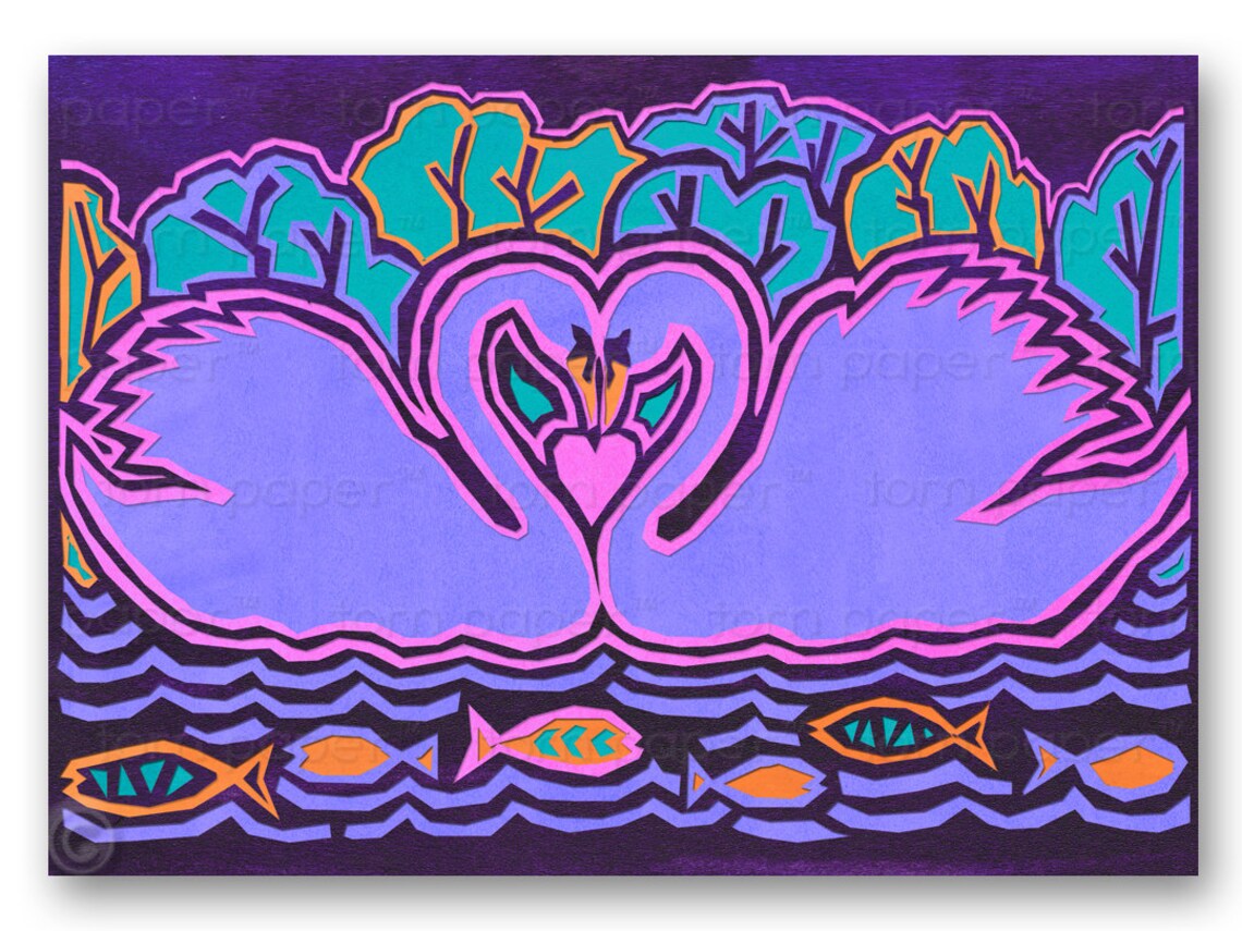 PAIR of SWANS Love Birds Love Wedding Engagement Anniversary Valentine ...