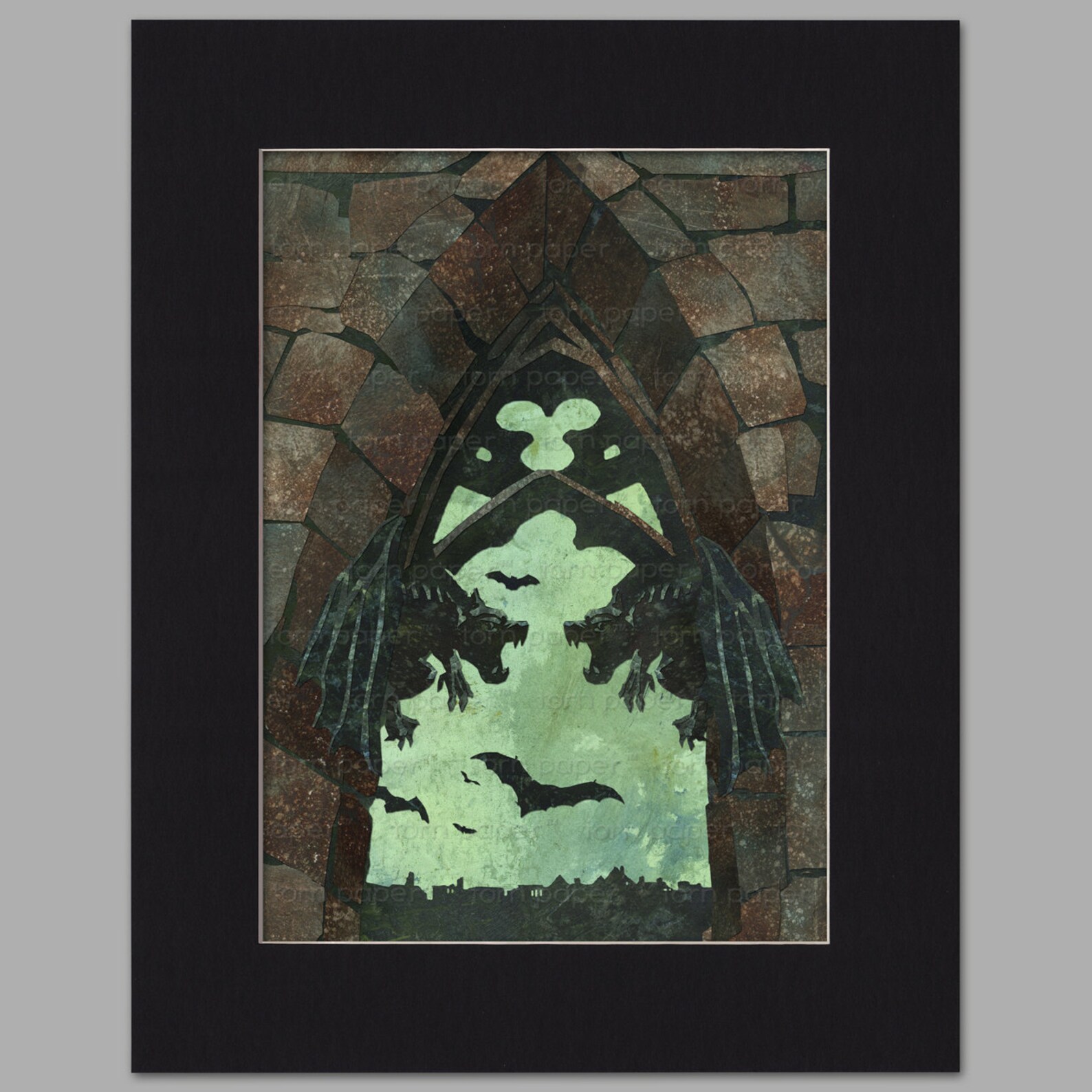 GOTHIC WINDOW - Dracula Vampire Bats - Halloween Card or Invitation ...