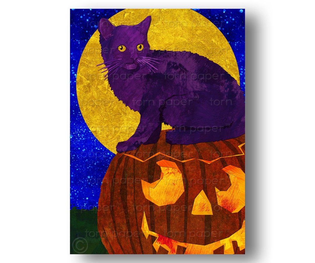 HALLOWEEN CAT - Cute Cat Halloween Card or Party Invitation - Halloween ...