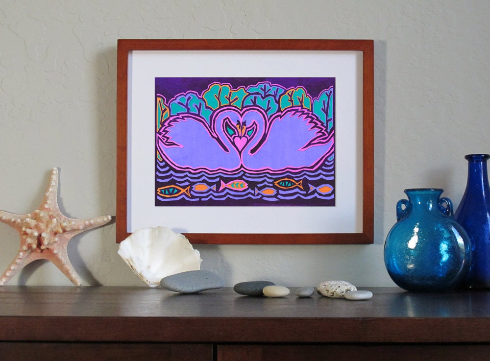 PAIR of SWANS Love Birds Love Wedding Engagement Anniversary Valentine ...