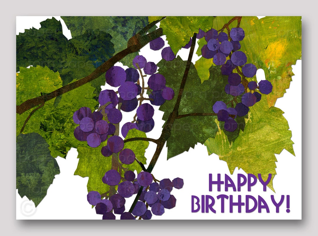 BIRTHDAY CARD - Grapevines - 5"x7" Greeting Card or Matted Print - Cut ...