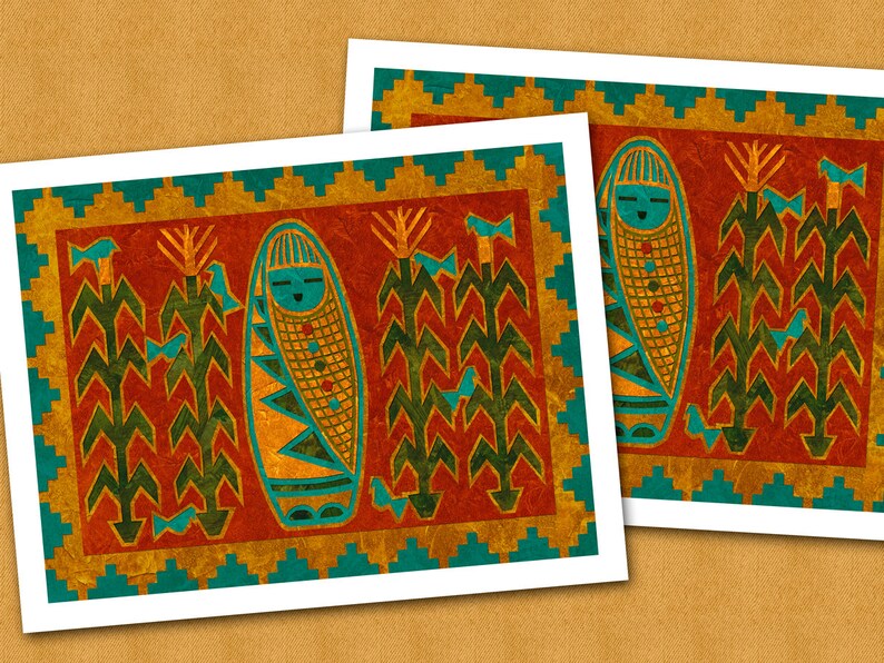 CORN MAIDEN - Southwest Collection - Set of 2 Note Cards - Select Your ...