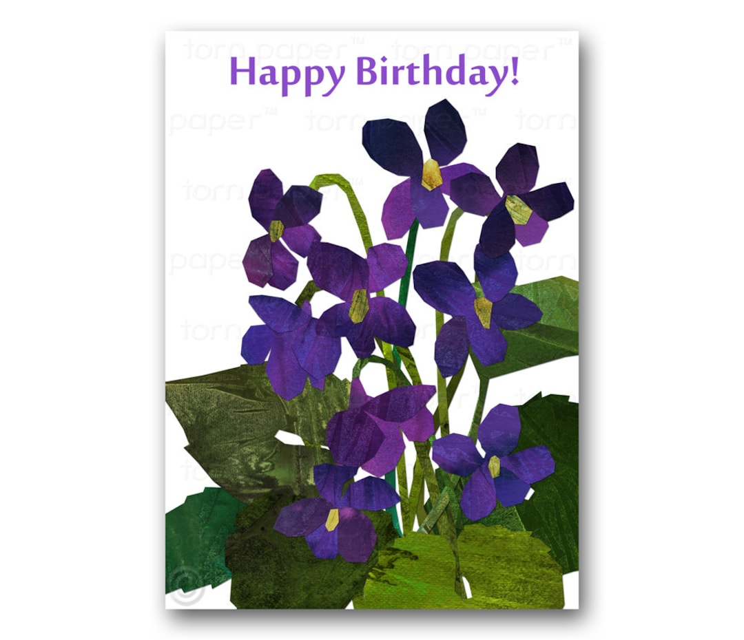 HAPPY BIRTHDAY Card - VIOLETS - Springtime Flowers - Also Available as ...
