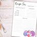 Printable Recipe Cards, Easter Themed Recipe Cards, Vertical Recipe ...
