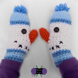 Crochet Mittens Pattern, Snowman Mittens, Mittens for the Whole Family ...