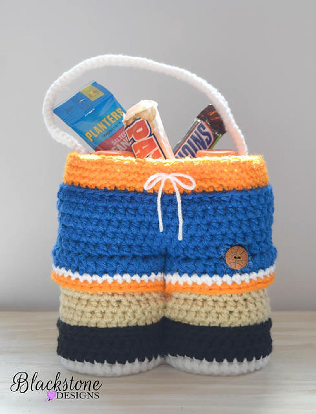 Crochet Pattern: Basketball Shorts Gift Basket, Crochet Basket Pattern ...