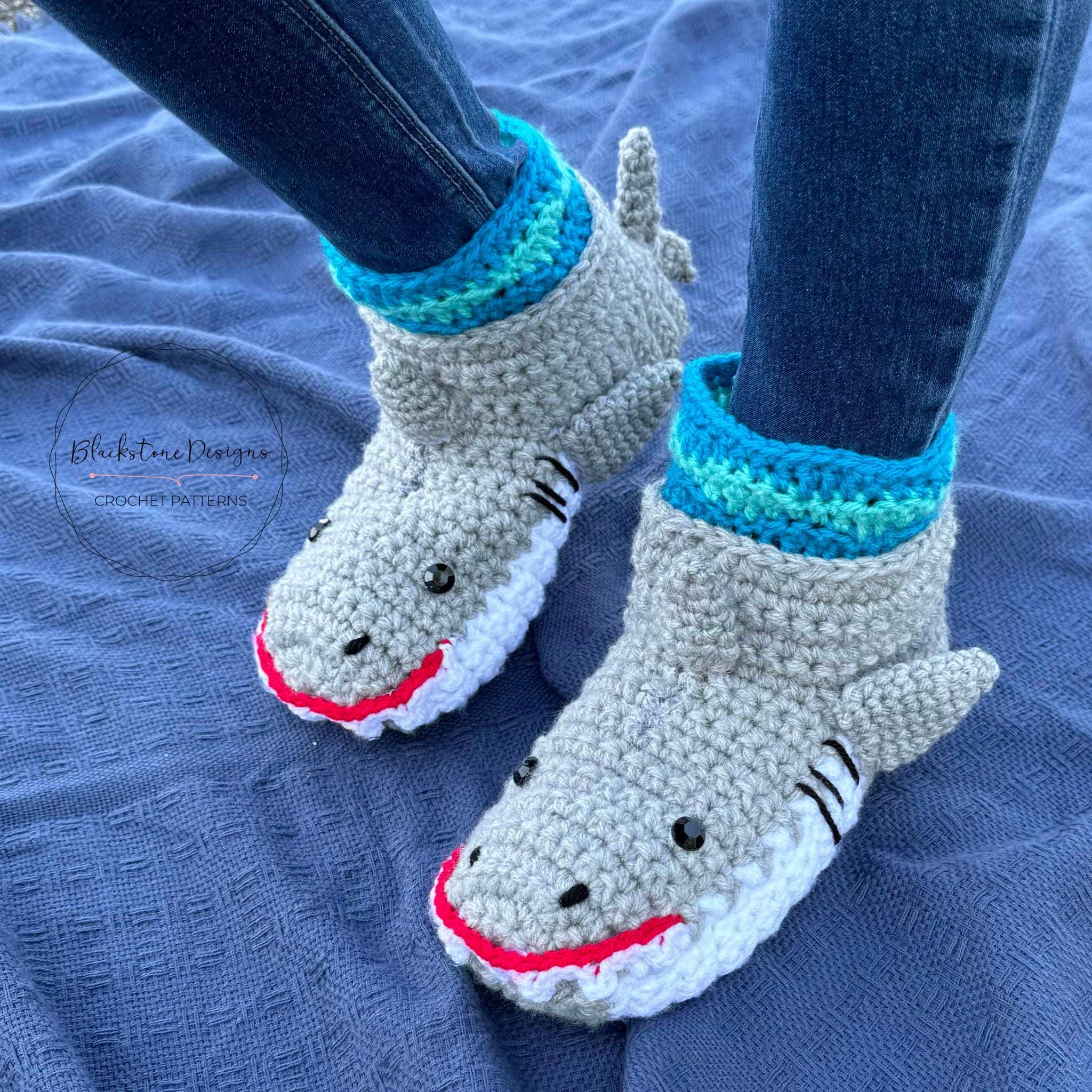 Crochet Shark Slippers Pattern