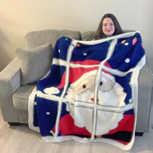 Crochet Blanket Pattern, Santa Window Pane Afghan, Crochet Blanket ...