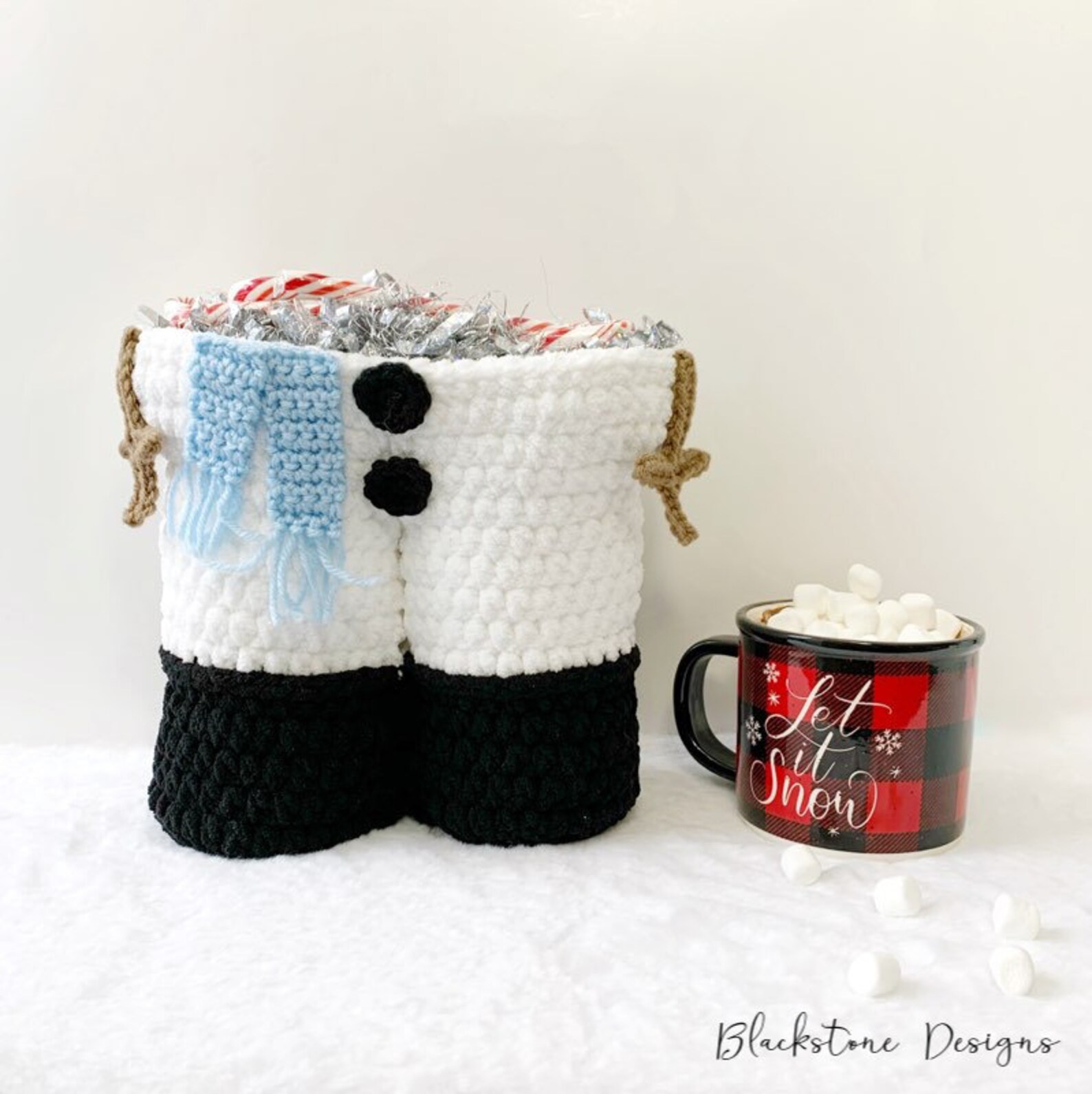 Crochet Basket Pattern, Snowman Legs Gift Basket, Snowman Crochet ...