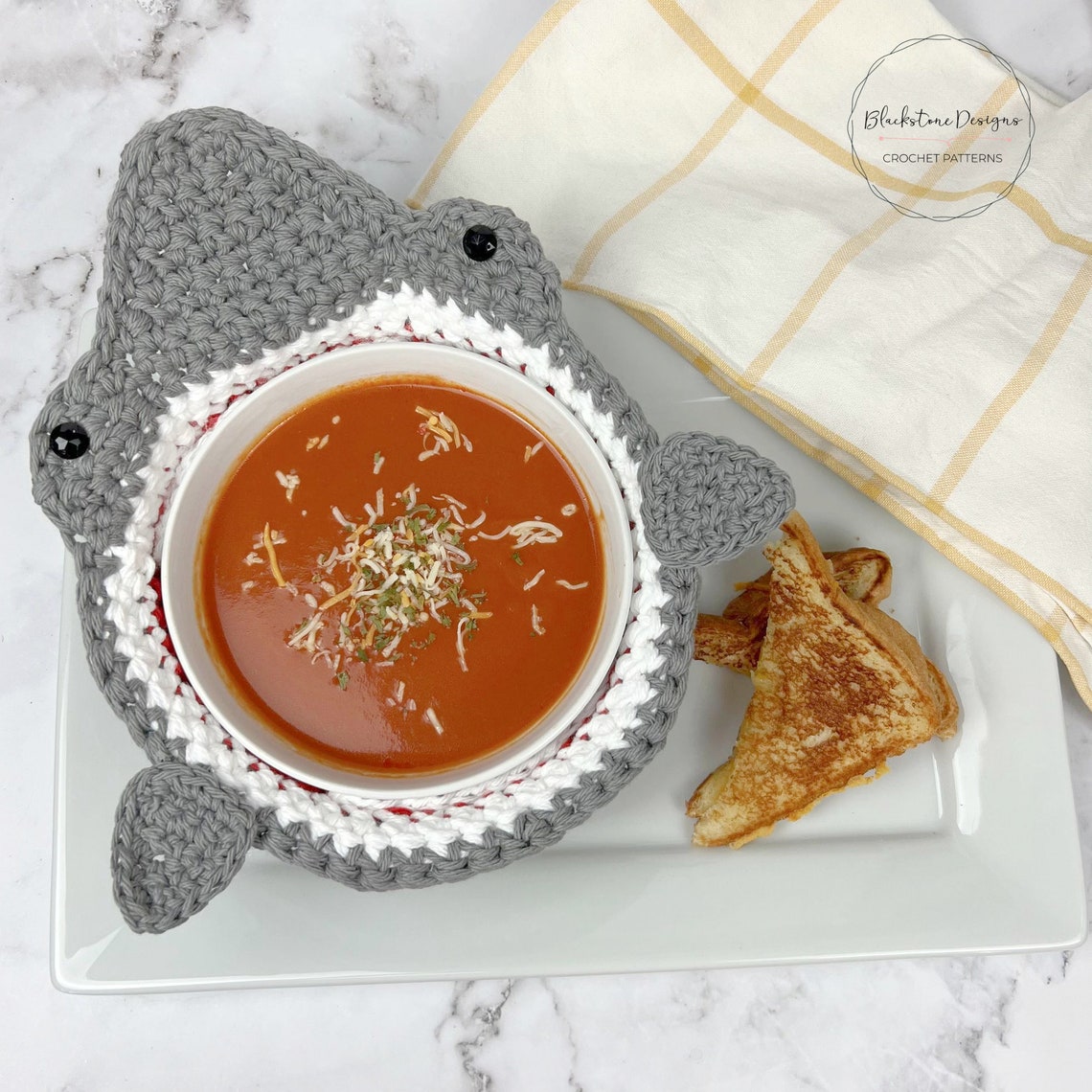 Crochet Bowl Cozy Pattern, Shark Soup Bowl Cozy, Crochet Pattern Soup ...