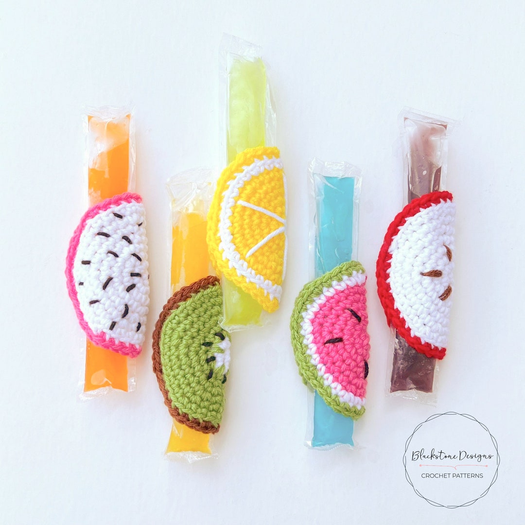 Crochet Popsicle Holder Pattern, Fruit Slice Popsicle Holders, Lemon ...
