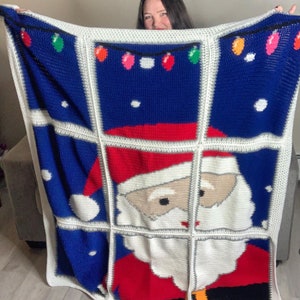 Crochet Blanket Pattern, Santa Window Pane Afghan, Crochet Blanket ...