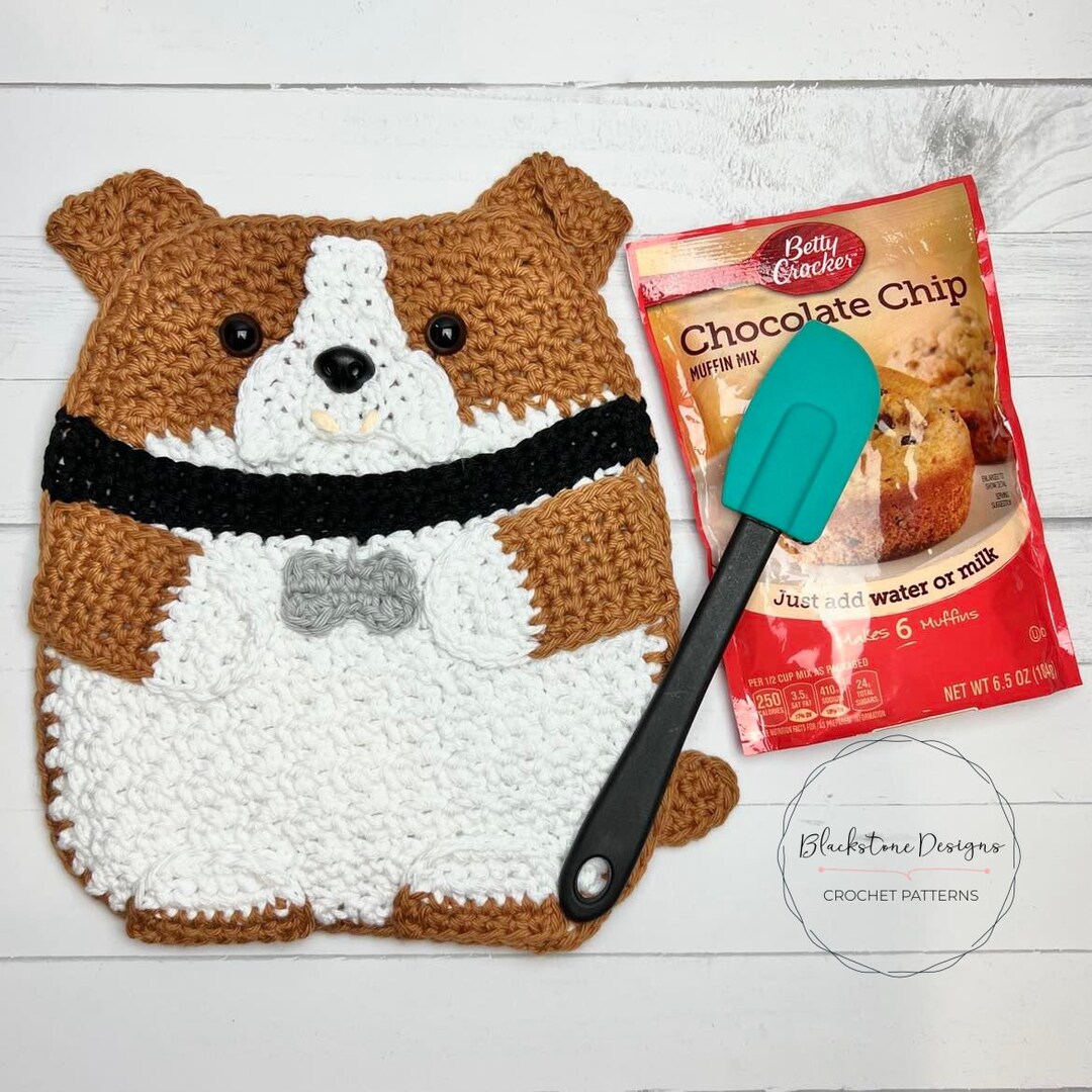 Crochet Pot Holder Pattern, English Bulldog Pot Holder, Puppy Dog Pot ...