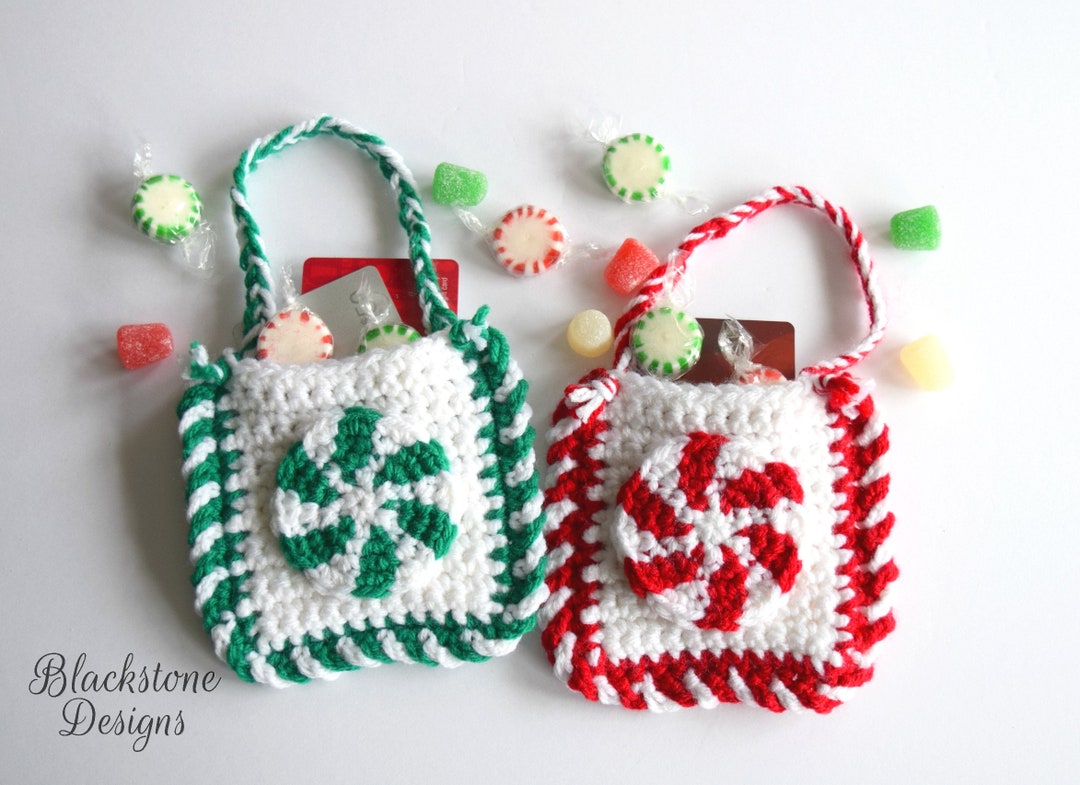 Crochet Pattern: Christmas Candy Treat Bags, Crochet Treat Bag Pattern ...