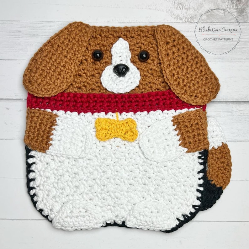 Crochet Pot Holder Pattern, Beagle Pot Holder, Puppy Dog Pot Holder ...