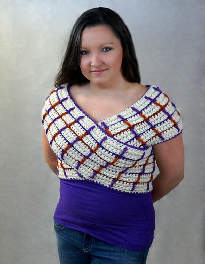 Crochet Sweater Vest Pattern, Crossover Vest ADULT Size Crochet Pattern ...